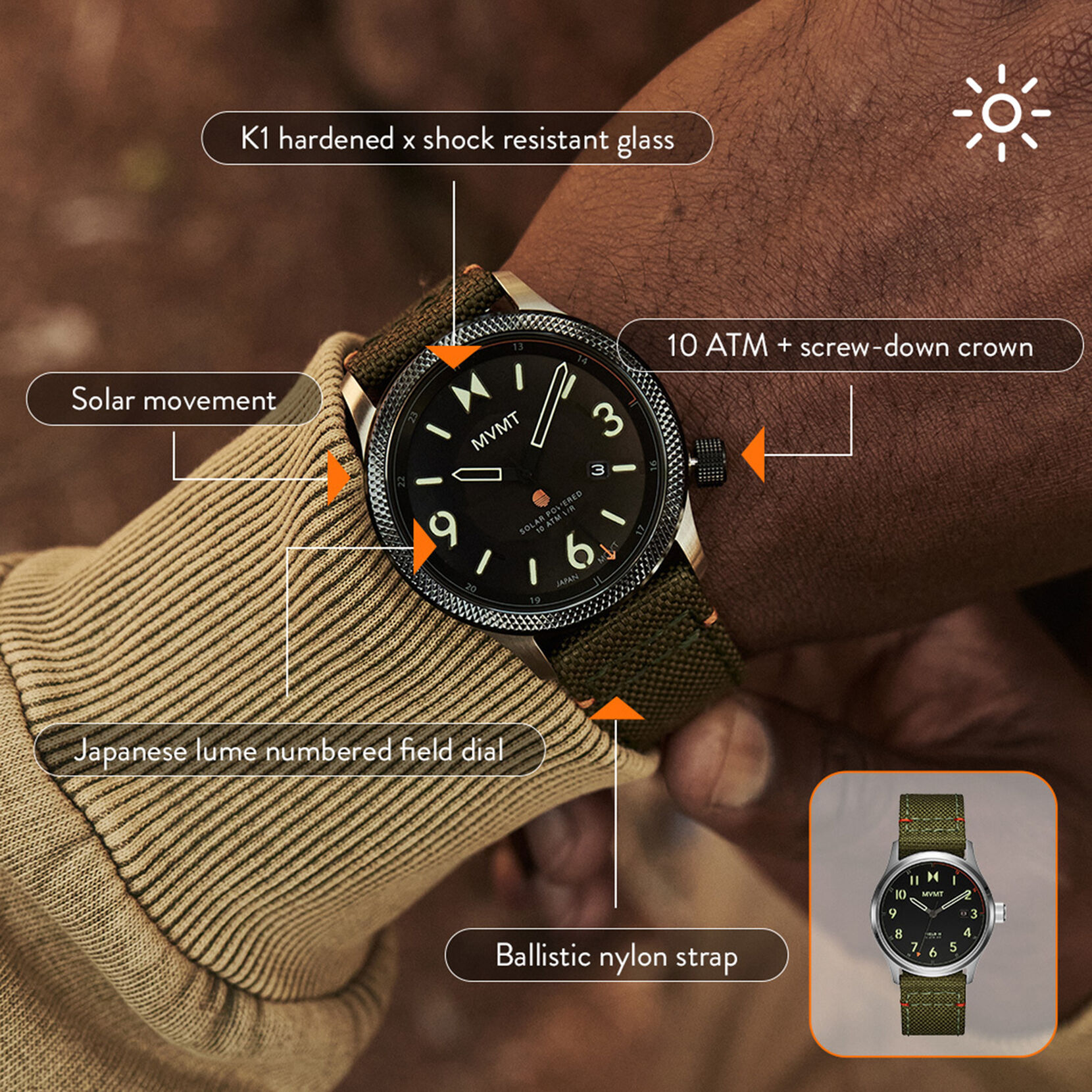 Field II Solar — Solar Powered Forest Green Adventure Watch | MVMT